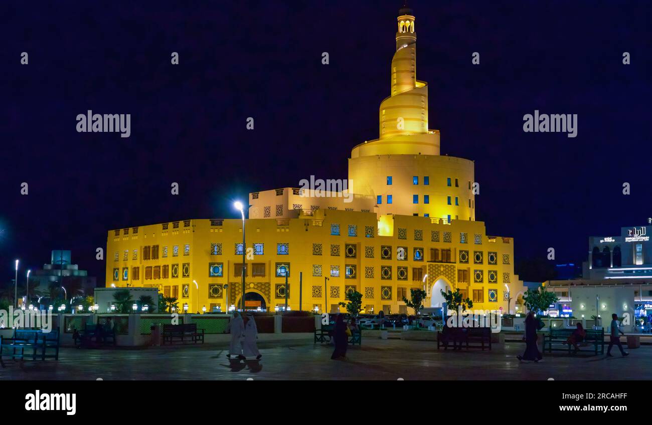 Souq Waqif mosque Doha, Qatar at night Stock Photo - Alamy