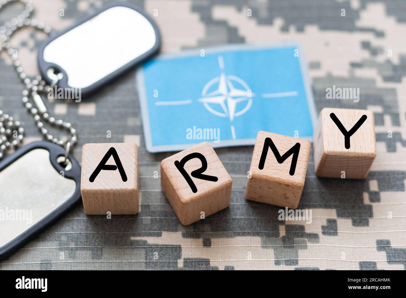 army. Wooden letters on the office desk, informative and communication ...