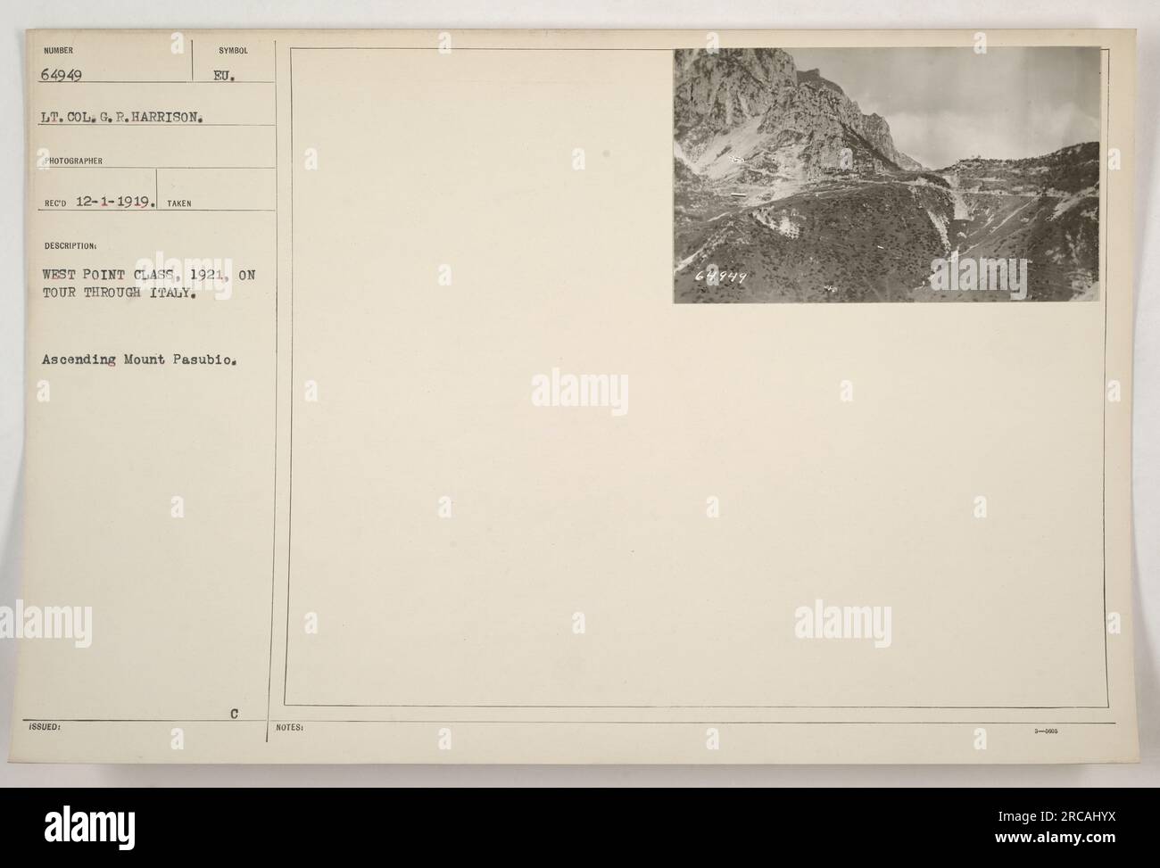 West Point class of 1921 on a tour through Italy. Lt. Col. G. R ...