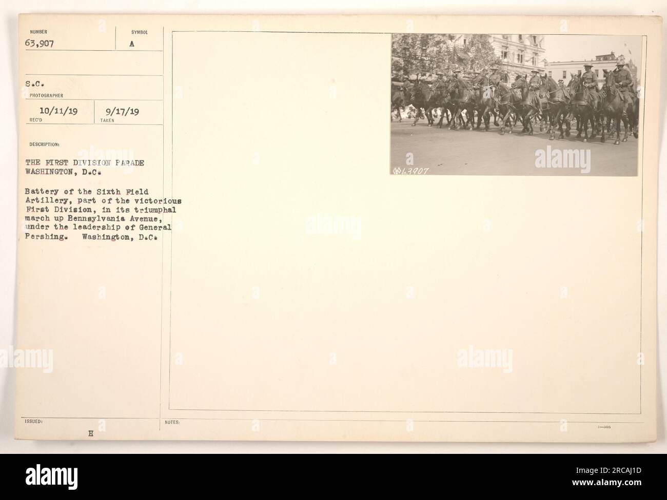 The image captures a battery of the Sixth Field Artillery, a part of ...