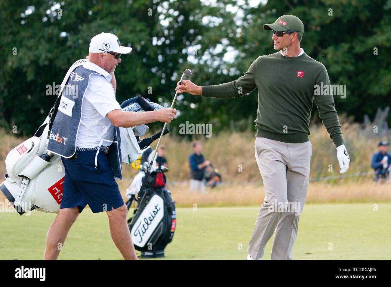 North Berwick, East Lothian, Scotland, UK. 13th July 2023. Adam Scott on the 11th hole at the ...