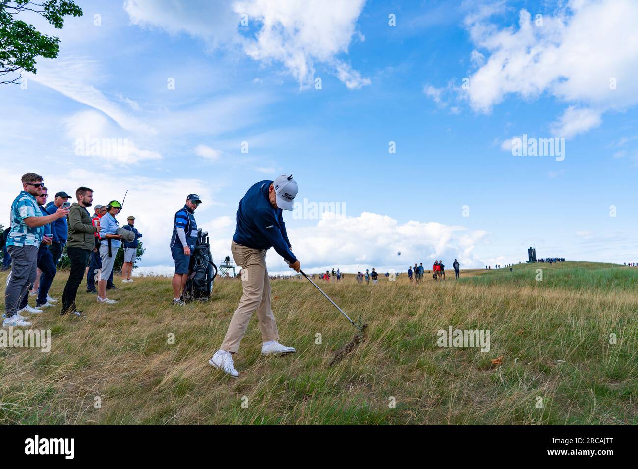 North Berwick, East Lothian, Scotland, UK. 13th July 2023. Yannik Paul plays approach from rough ...