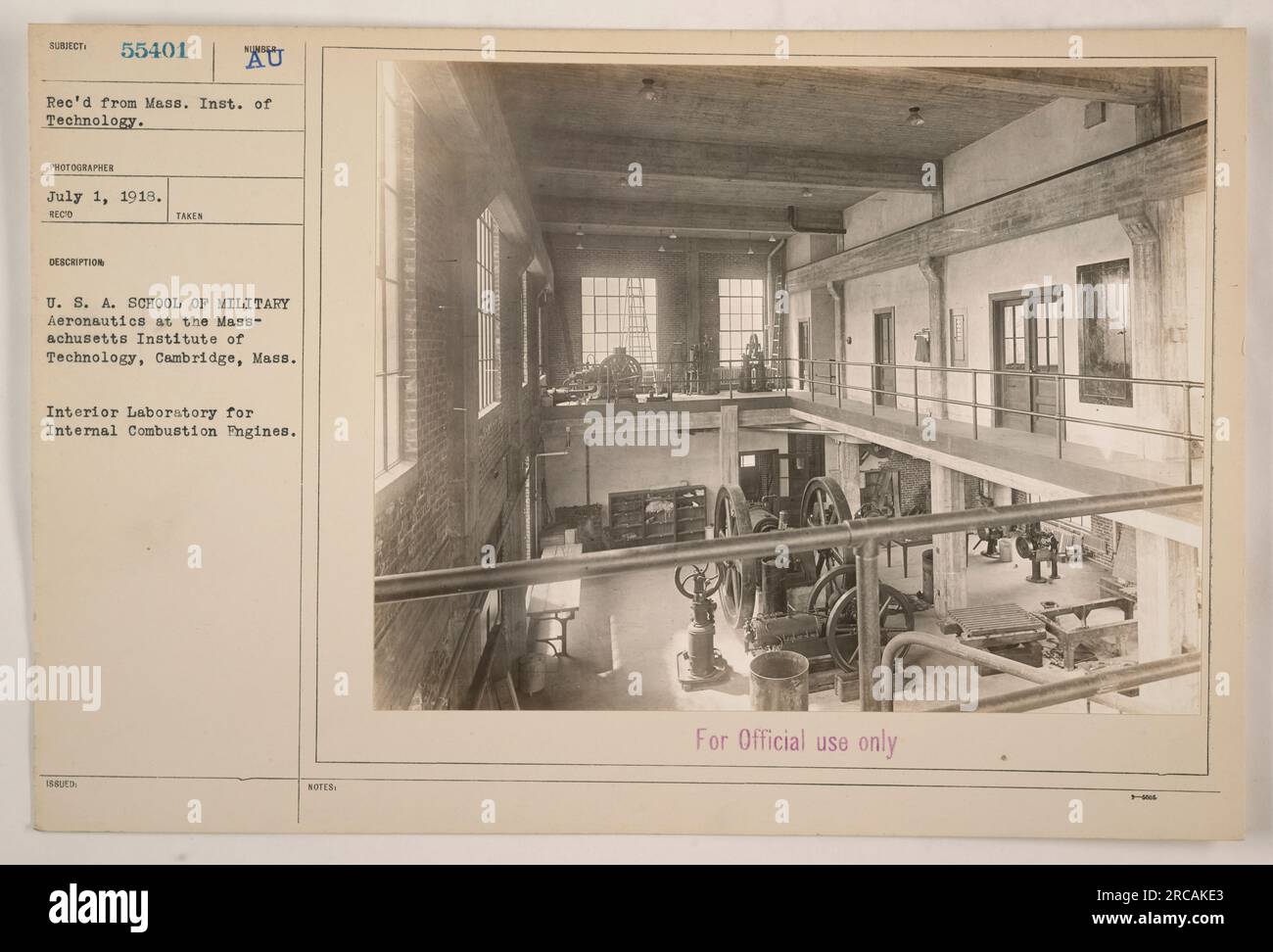 Interior of the Laboratory for Internal Combustion Engines at the U.S.A ...