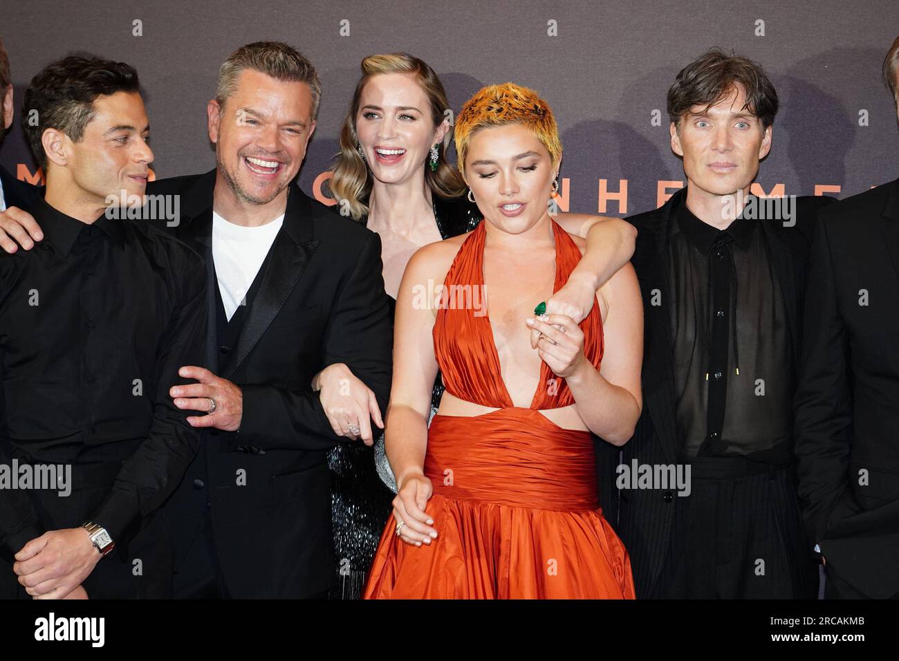 (left to right) Rami Malek, Matt Damon, Emily Blunt,Florence Pugh and ...