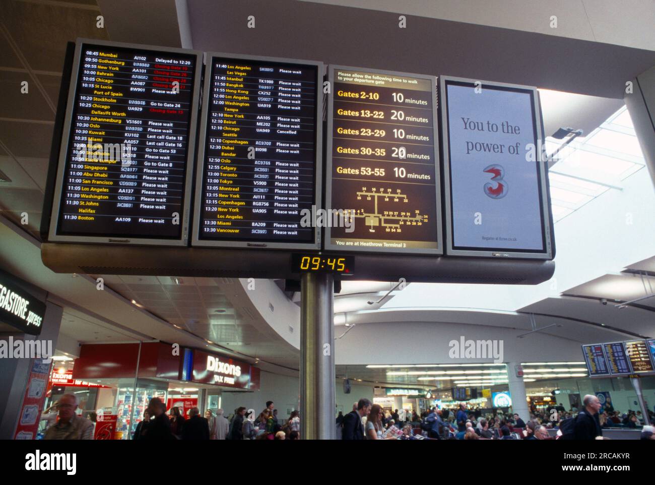 Departures and Information Board in Terminal 3 Heathrow Airport London ...
