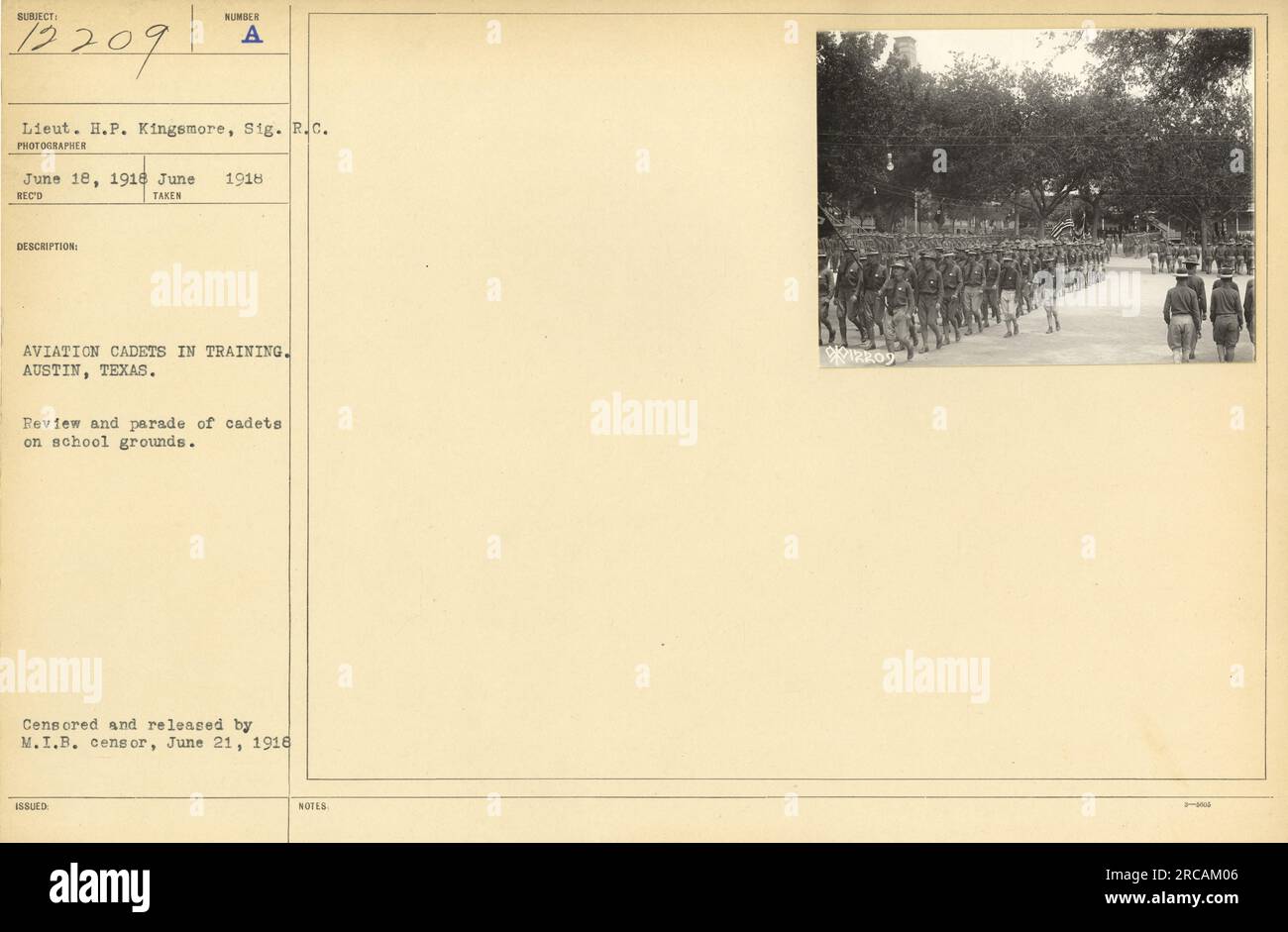 A group of aviation cadets in training march in review and parade on ...