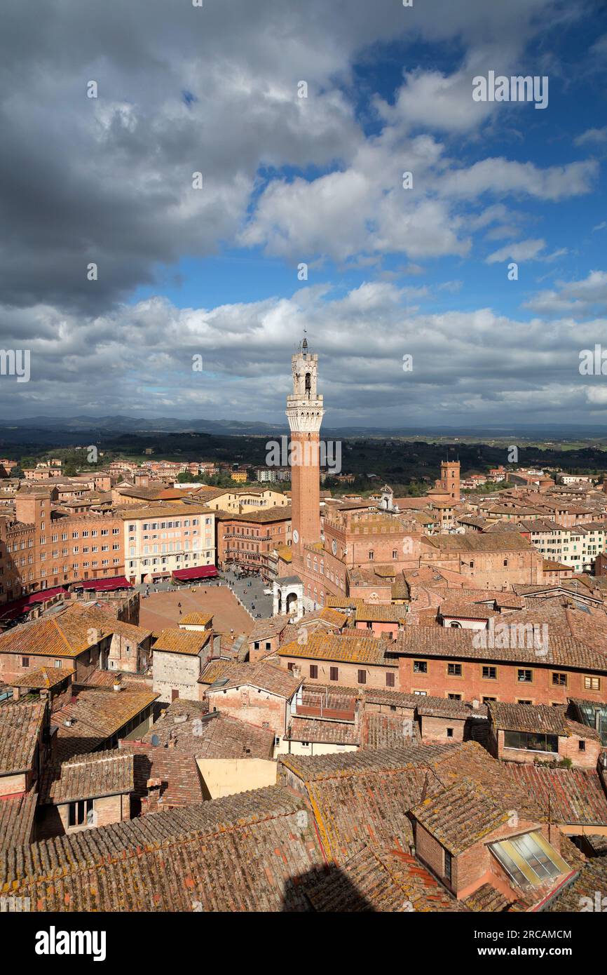 Siena, Italy - APR 7, 2022: The Piazza del Campo, the central square of ...