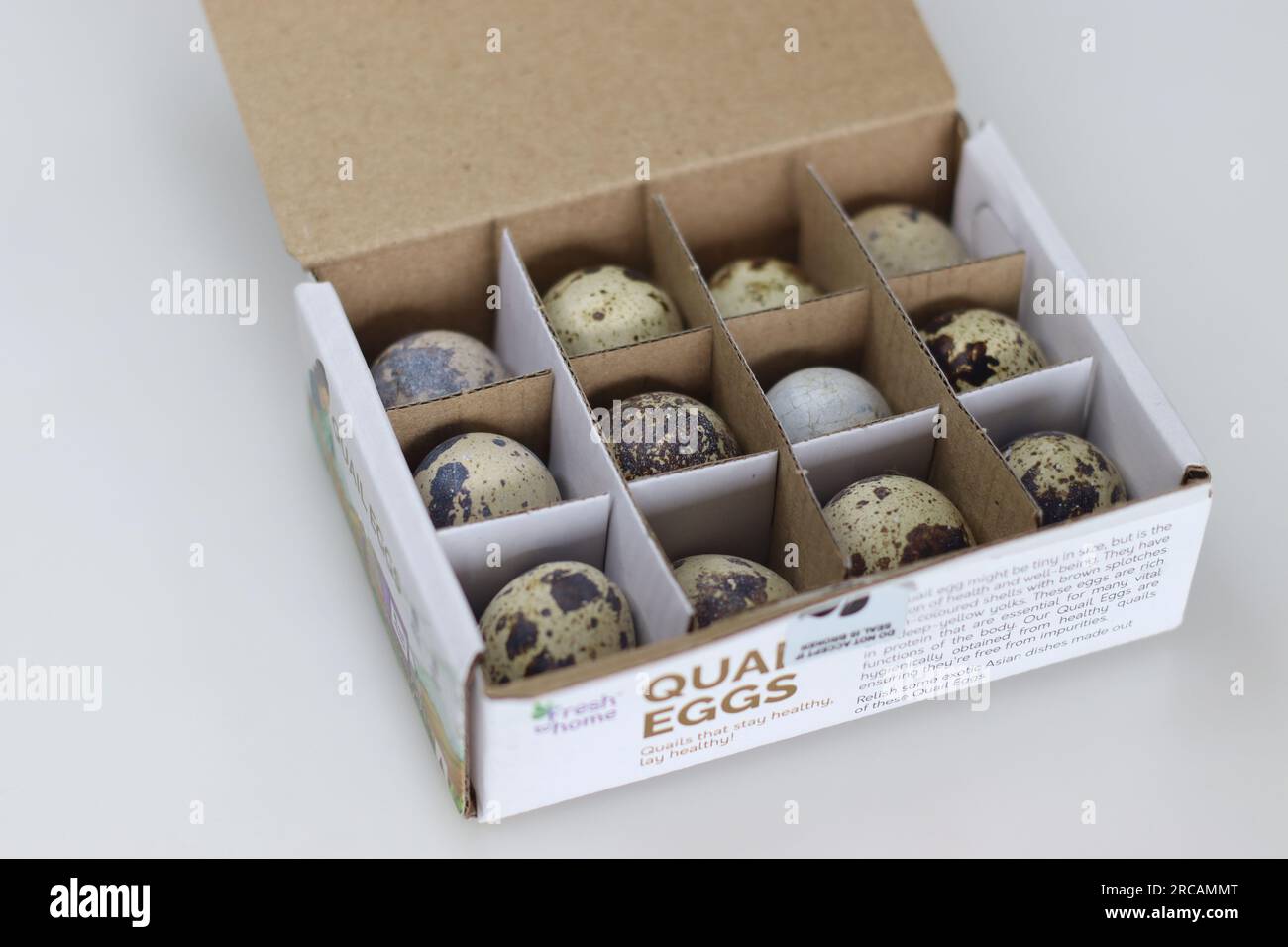 Mumbai, India, July 13 2023: Packaged Quail eggs by Fresh to home brand ...