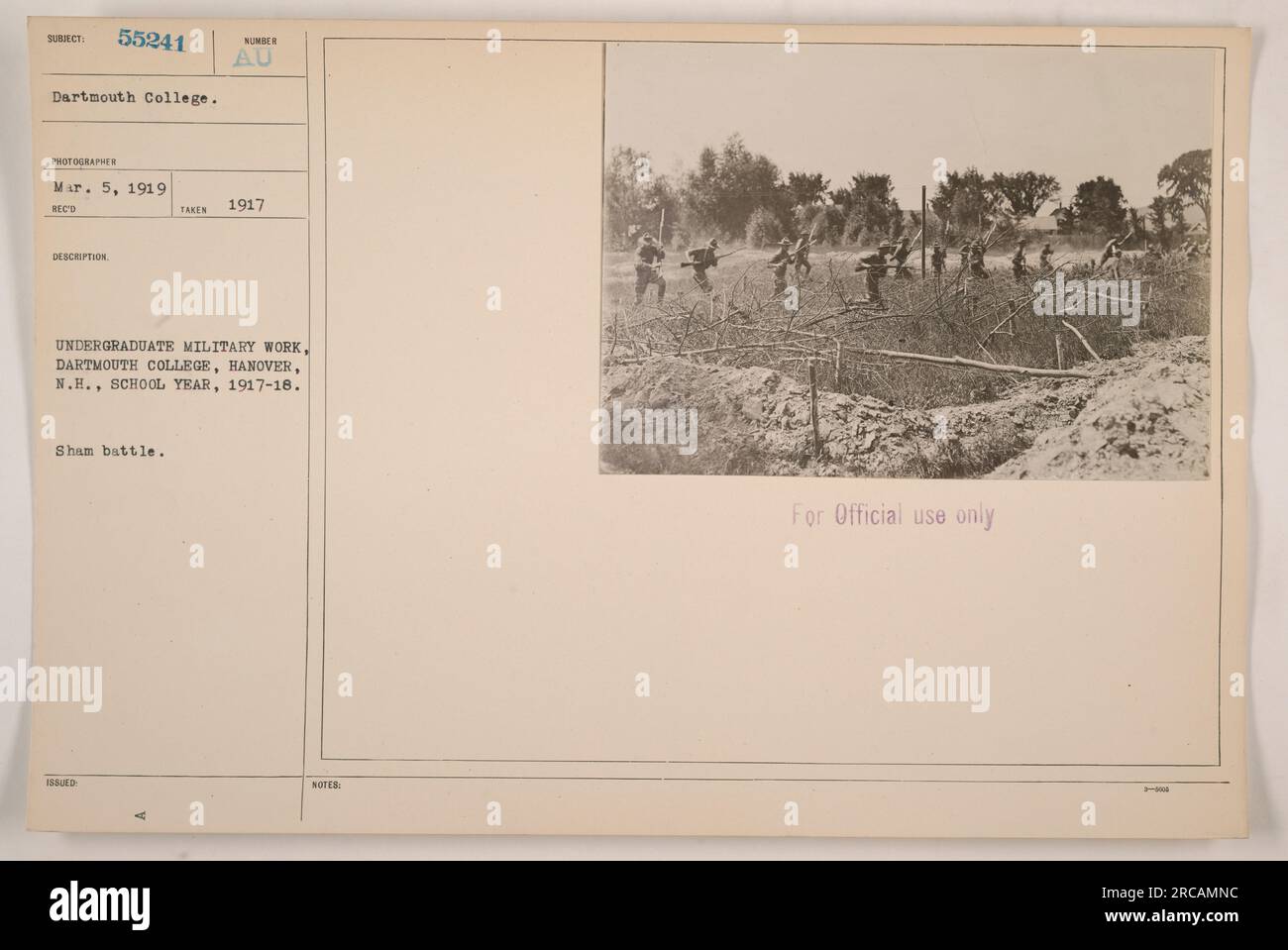 Image captures a sham battle during the school year 1917-18 at ...