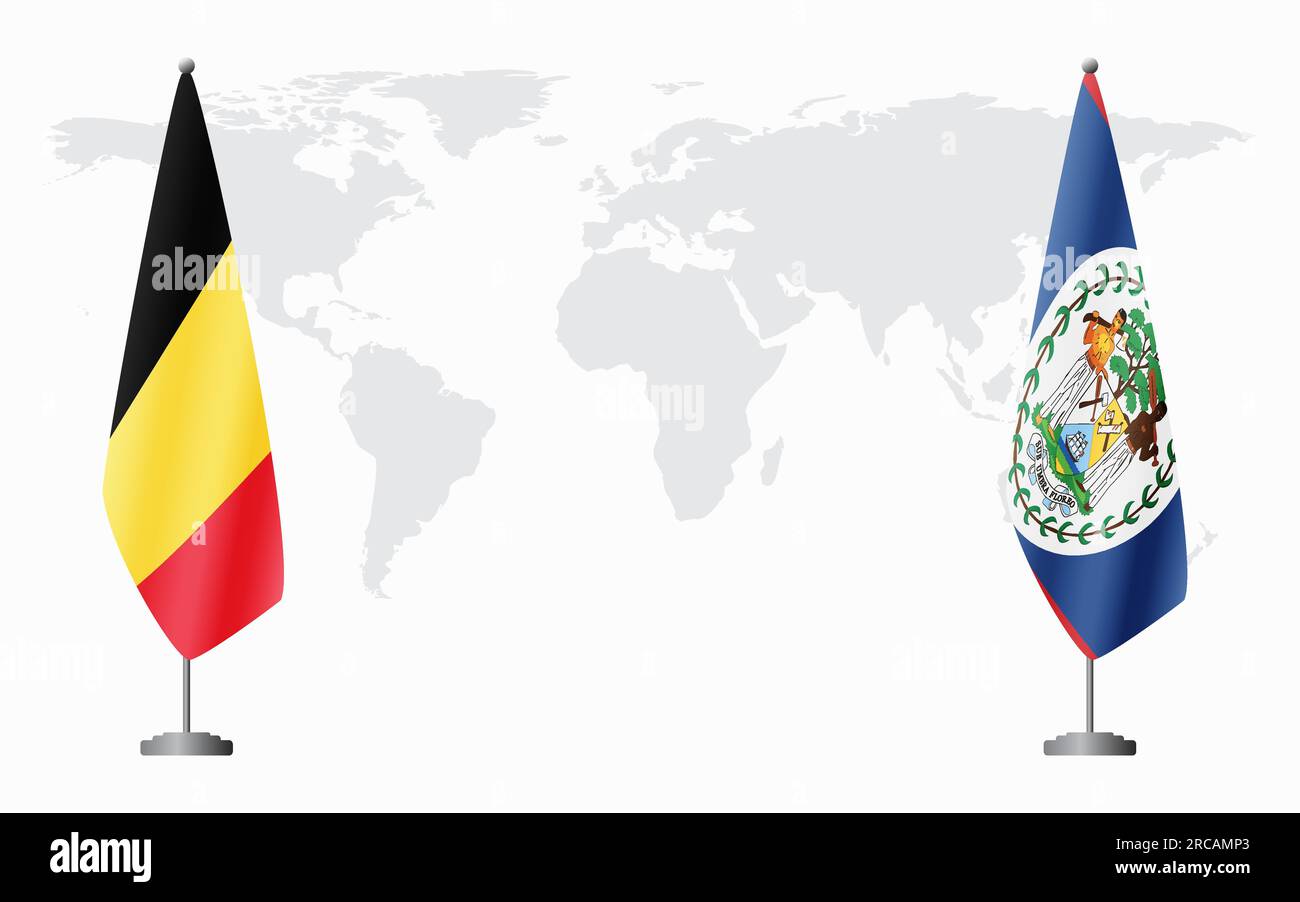 Belgium and Belize flags for official meeting against background of ...