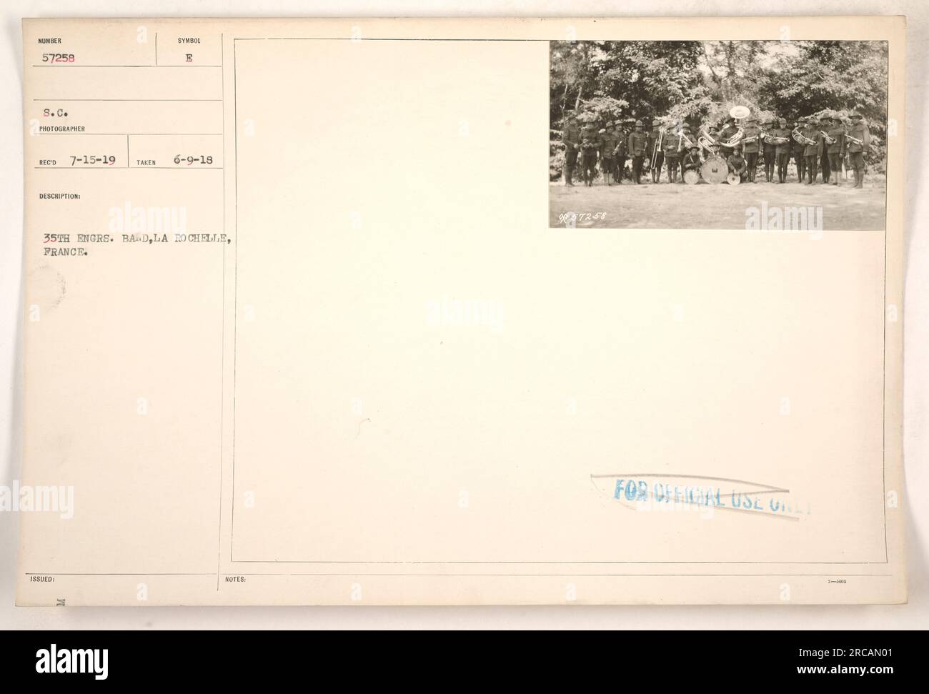 The 35th Engineer Band in La Rochelle, France. This photo is labeled ...