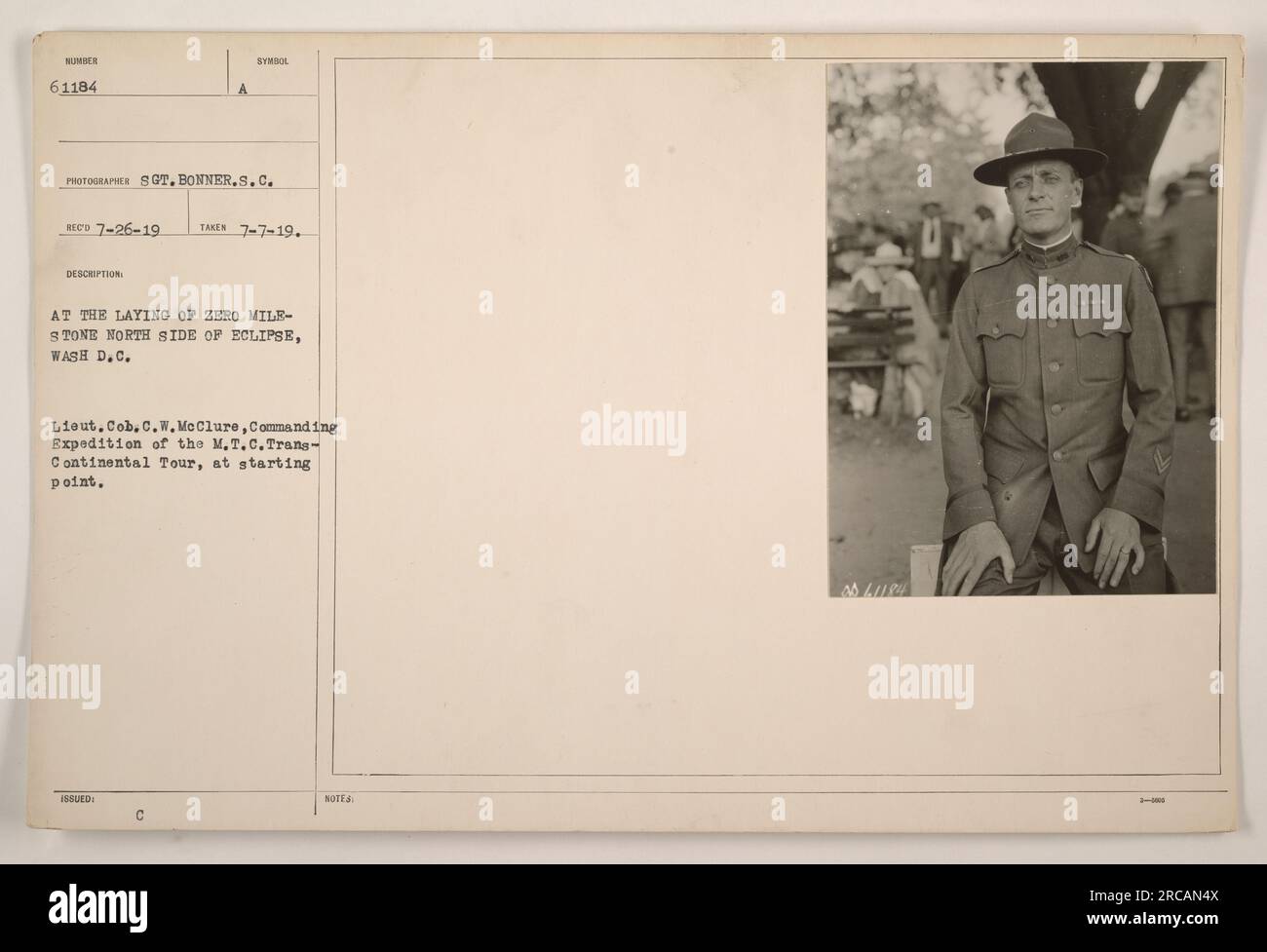 Lieutenant Colonel C.W. McClure, commanding the M.T.C. Transcontinental ...
