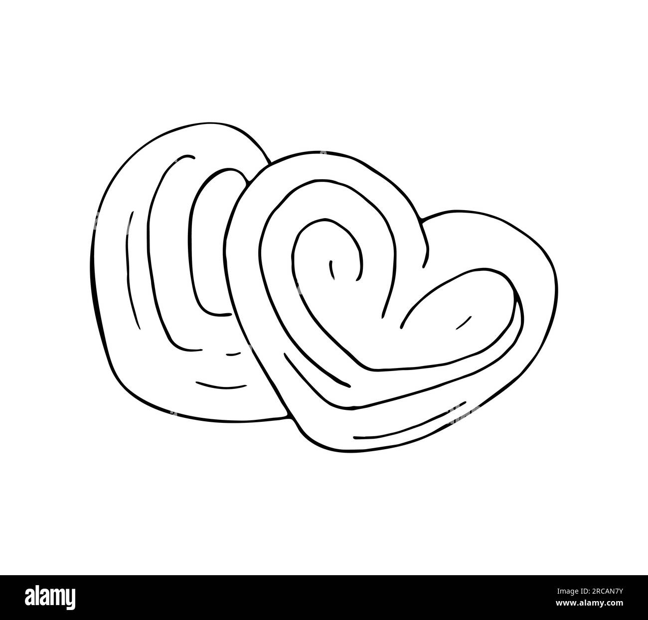 Vector hand-drawn bun in the shape of a heart on white isolated. Bakery ...