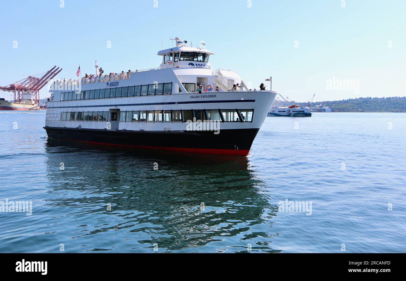 Salish Explorer ferry boat under way in Puget Sound Seattle Washington ...