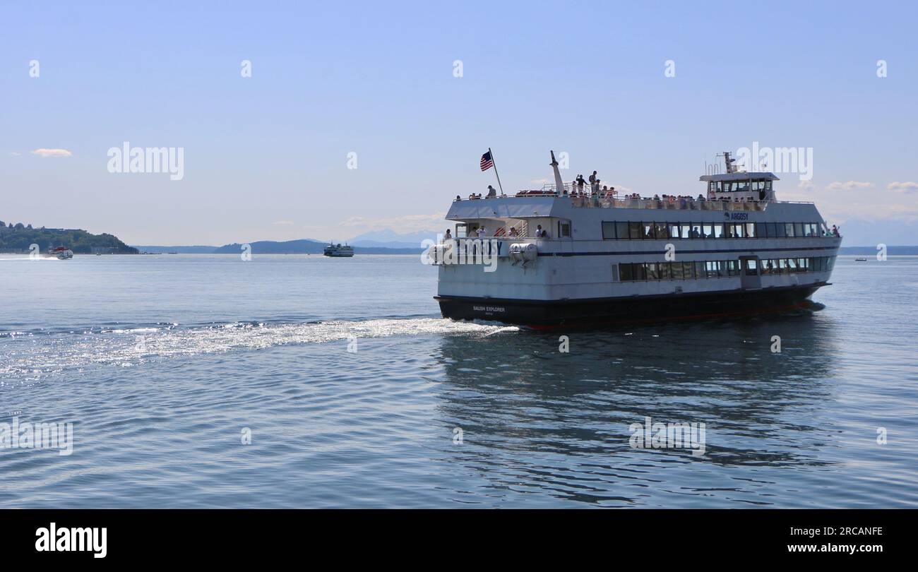 Salish Explorer ferry boat under way in Puget Sound Seattle Washington ...