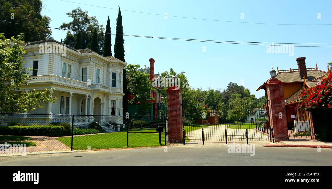 Los Angeles, California: view of Heritage Square Museum of historic ...