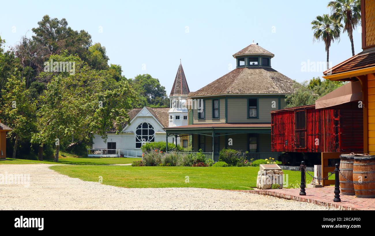 Los Angeles, California: view of Heritage Square Museum of historic ...
