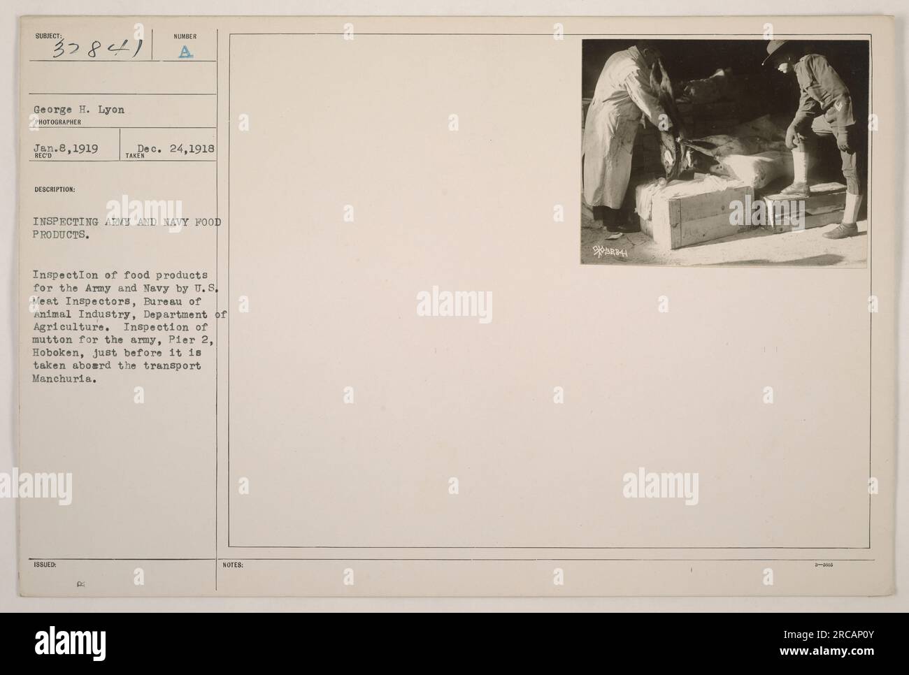 U.S. Meat Inspectors from the Bureau of Animal Industry, Department of ...