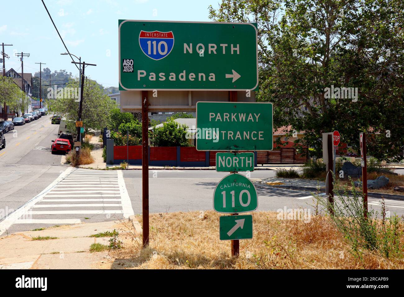 Los Angeles, California: signs of Interstate 110 North – Parkway ...