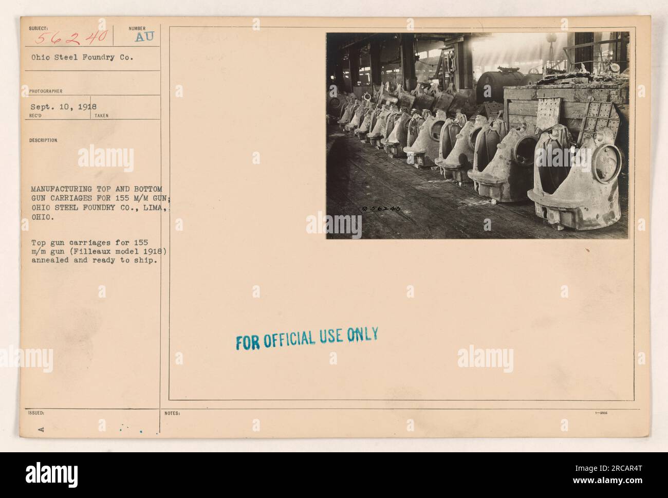 Manufacturing top and bottom gun carriages for the 155 m/m gun ...