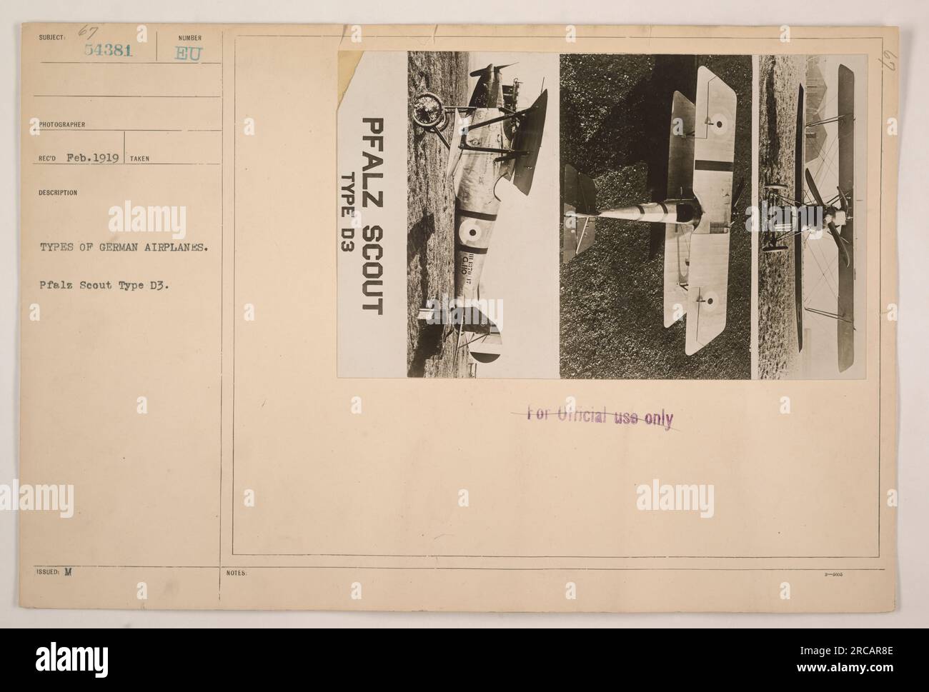 German Pfalz Scout Type D3 airplane used during World War One. This ...