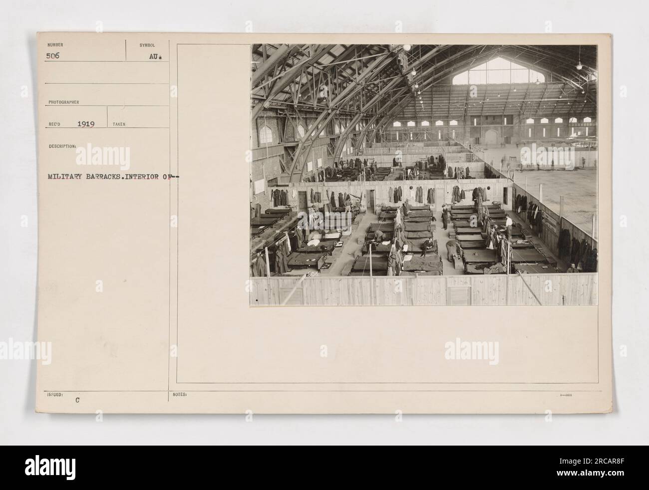 Interior view of military barracks - This photograph, taken in 1919 ...