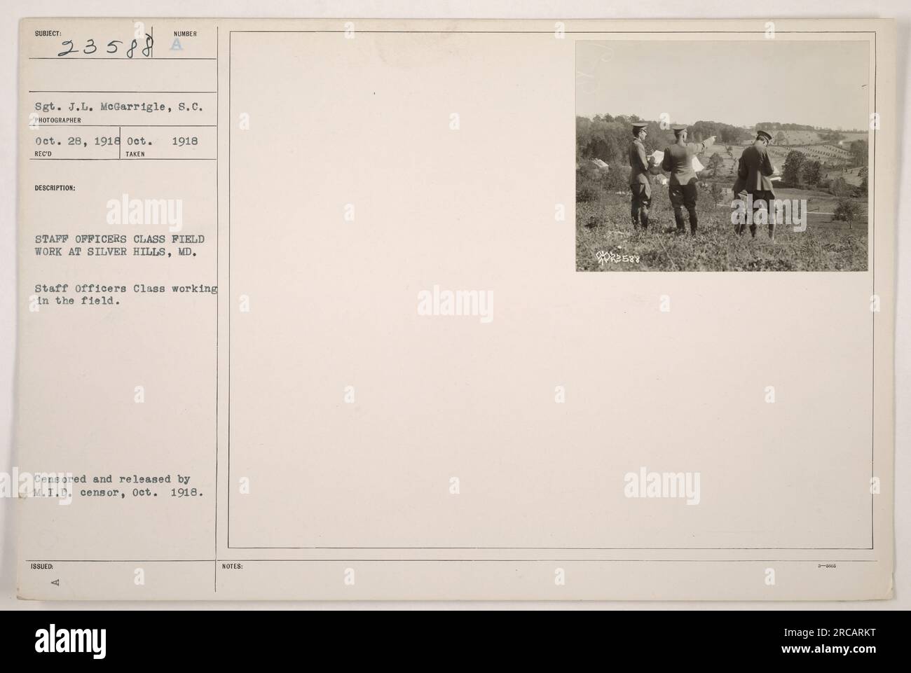 "Photograph depicting the Staff Officers Class engaged in field work at ...