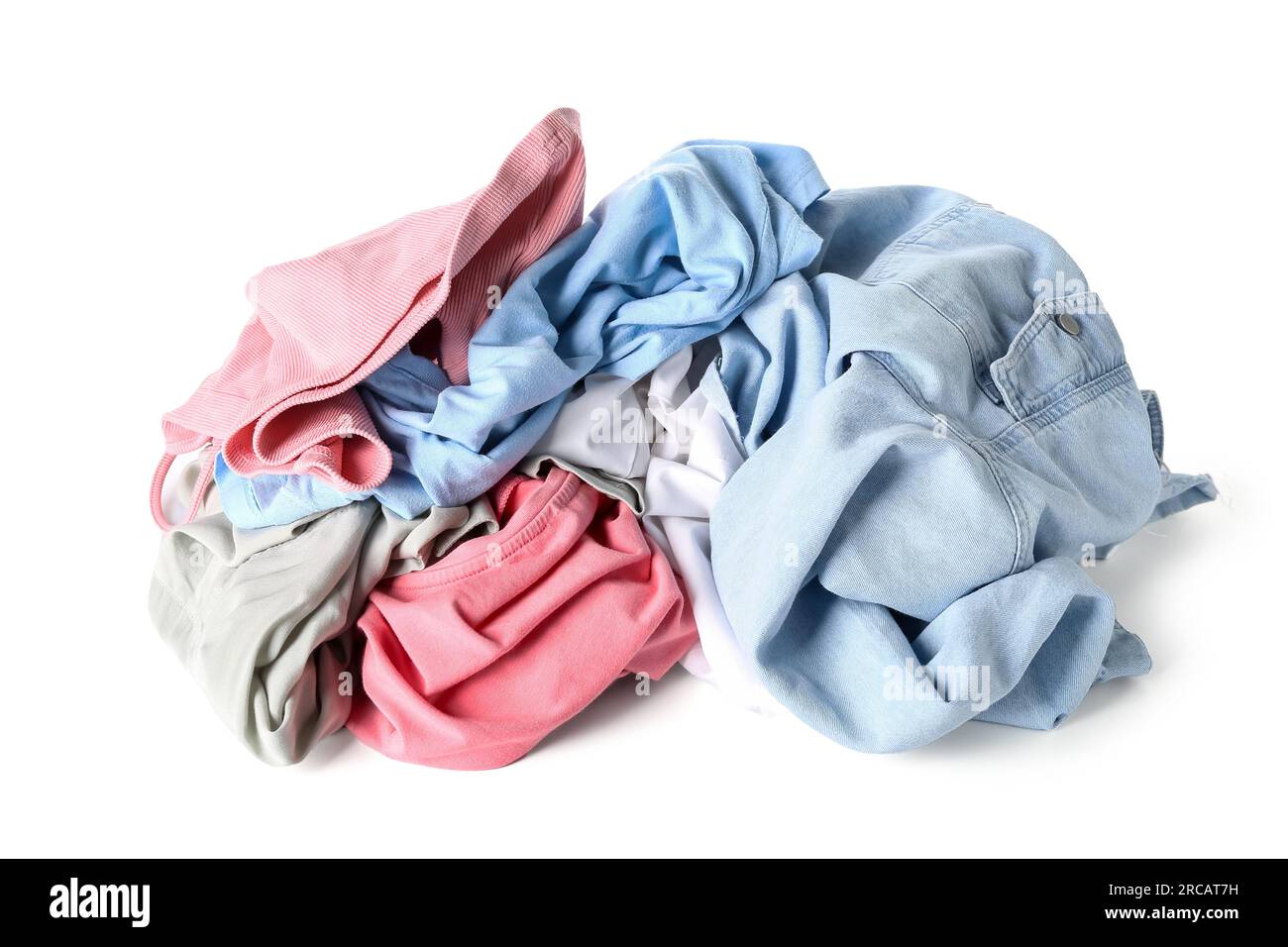 Pile of dirty laundry isolated on white background Stock Photo - Alamy