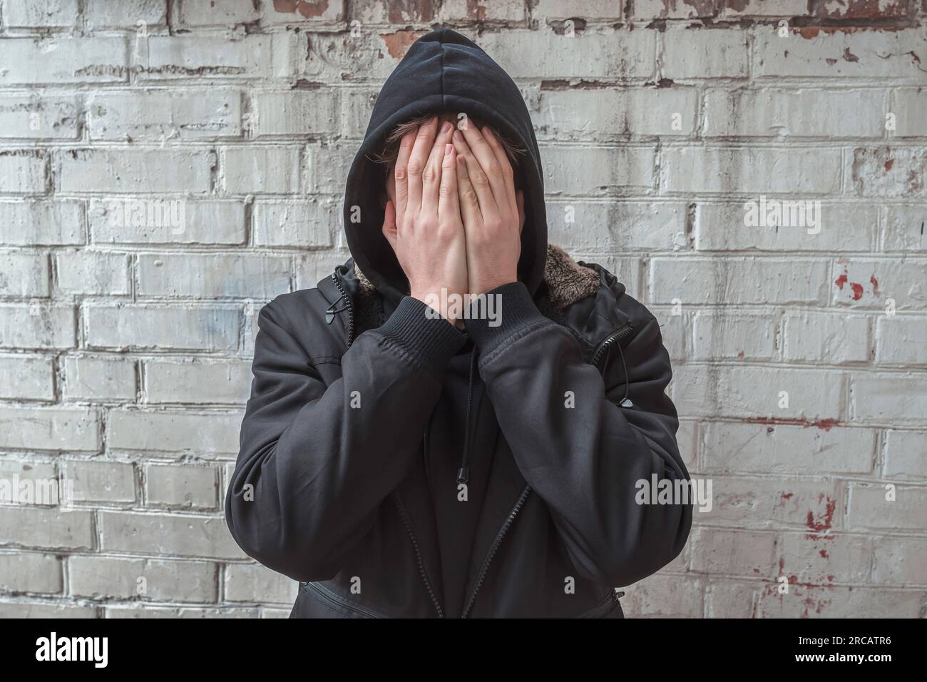 The concept of alcoholism and drug addiction. A person in crisis after ...