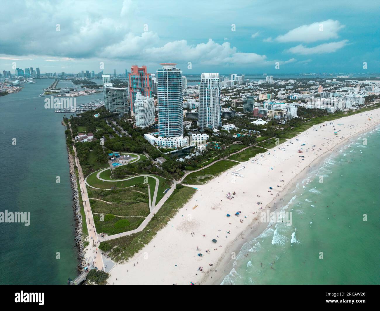 Miami Beach skyline, Florida. Miami Beach city skyline view from aerial ...