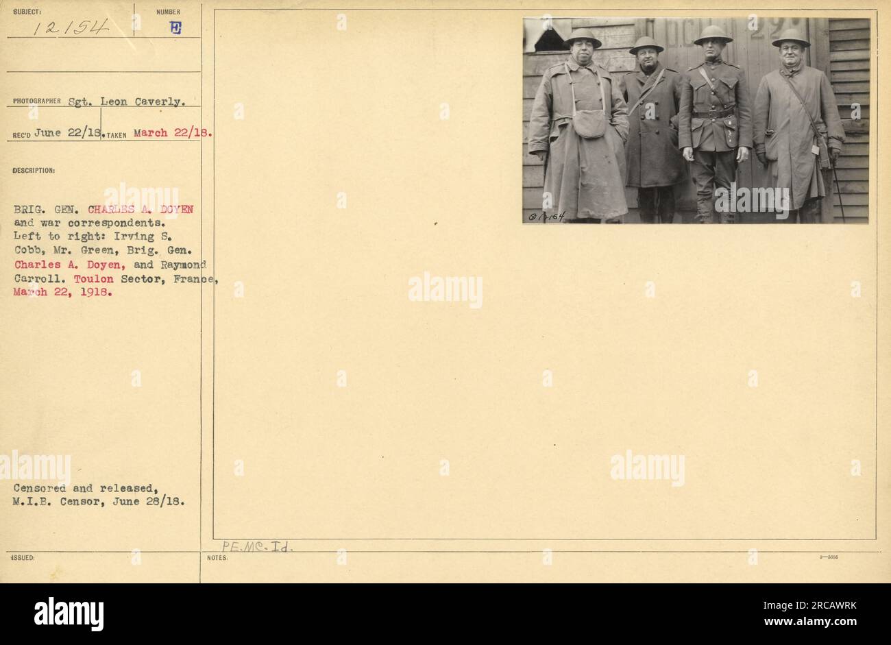 Brig. Gen. Charles A. Doyen along with war correspondents Irving S ...
