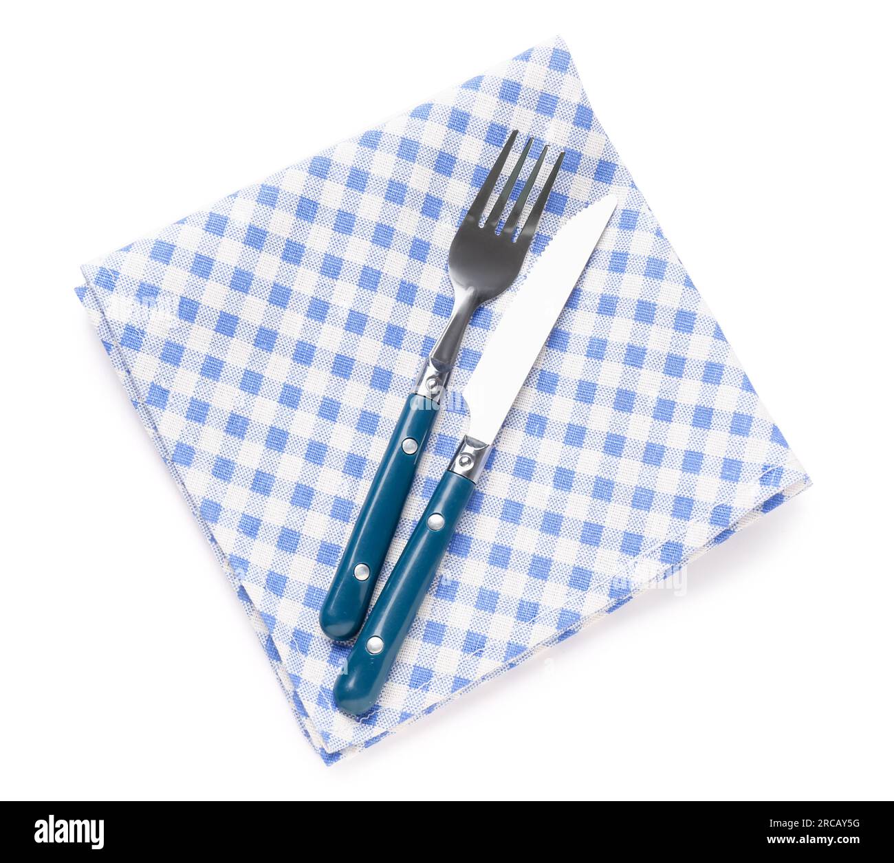 Clean napkin and cutlery isolated on white background Stock Photo - Alamy
