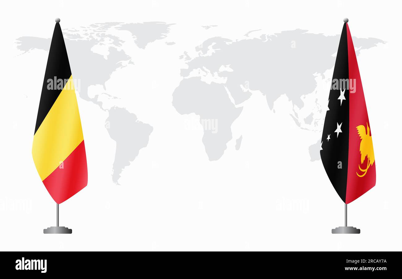 Belgium and Papua New Guinea flags for official meeting against ...