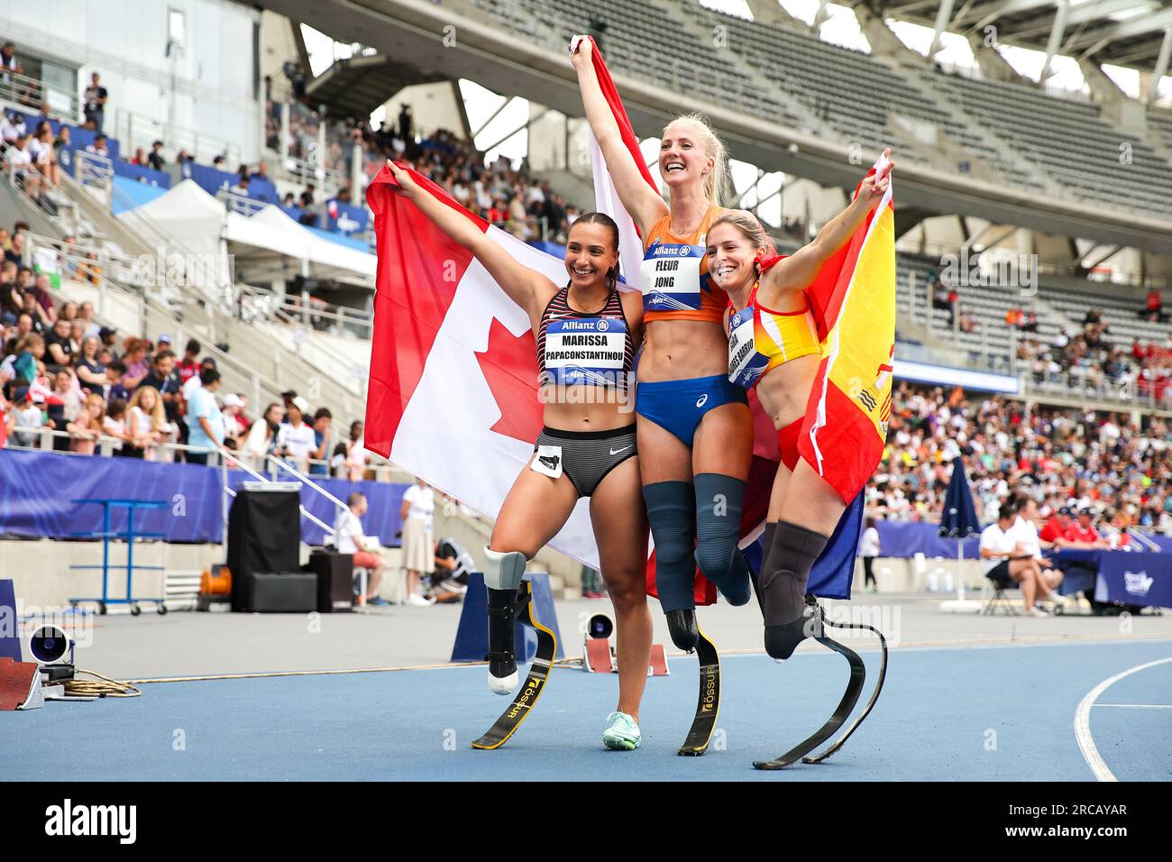Paris, France. 13th July, 2023. PARIS, FRANCE - JULY 13: Sara Andres Barrio of Spain, Fleur Jong ...