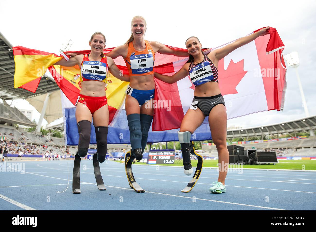 Paris, France. 13th July, 2023. PARIS, FRANCE - JULY 13: Sara Andres Barrio of Spain, Fleur Jong ...