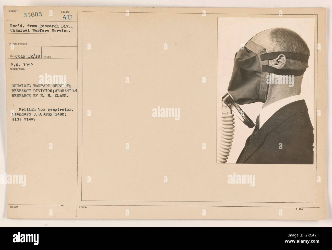 Image showing a side view comparison of the 1918 British box respirator ...