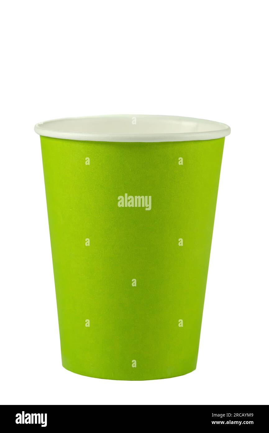 Empty green paper cup isolated on white. Front view. Packaging template ...