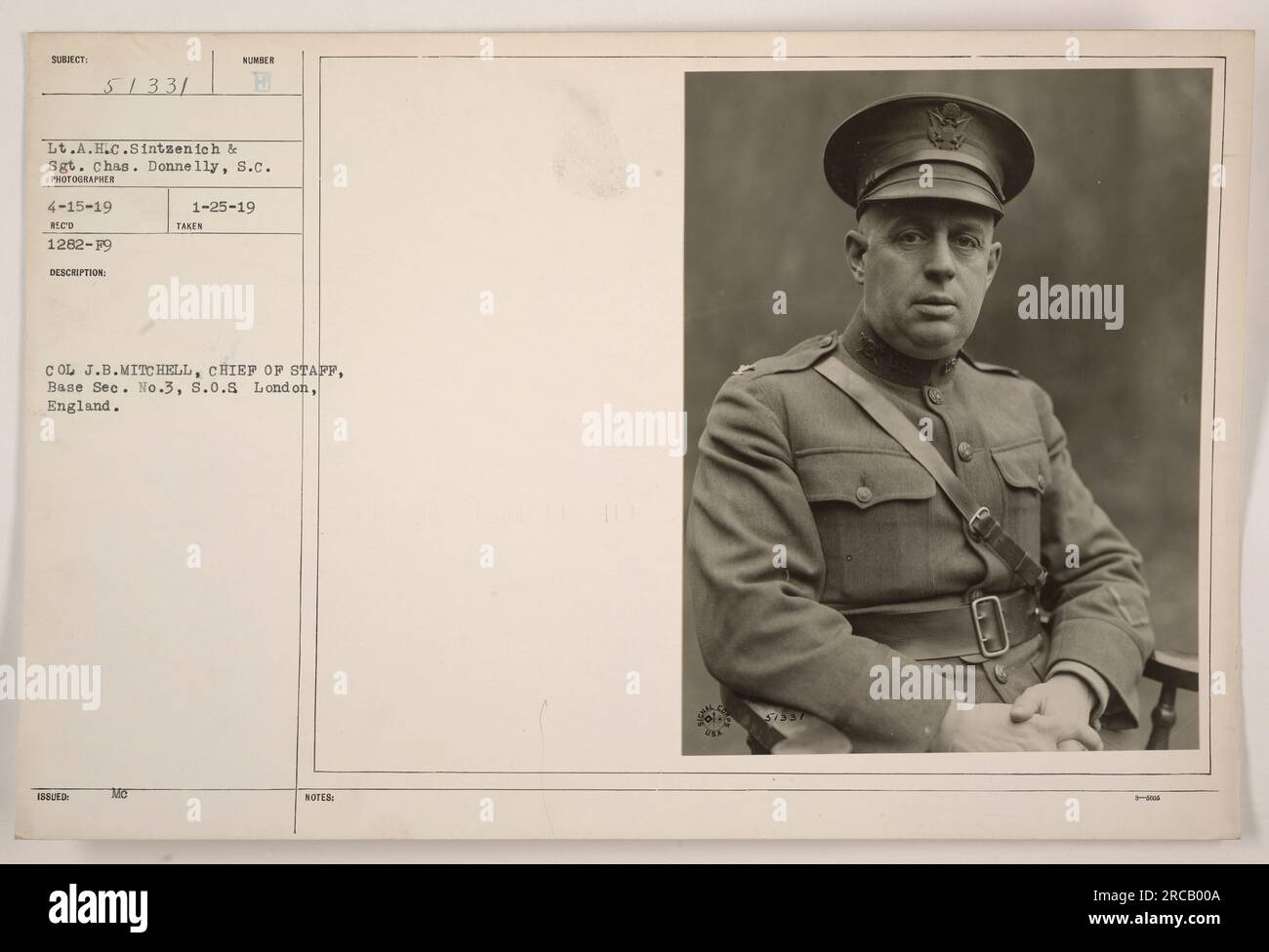 Photograph taken on April 15, 1919, by Photographer Rico (issued number ...