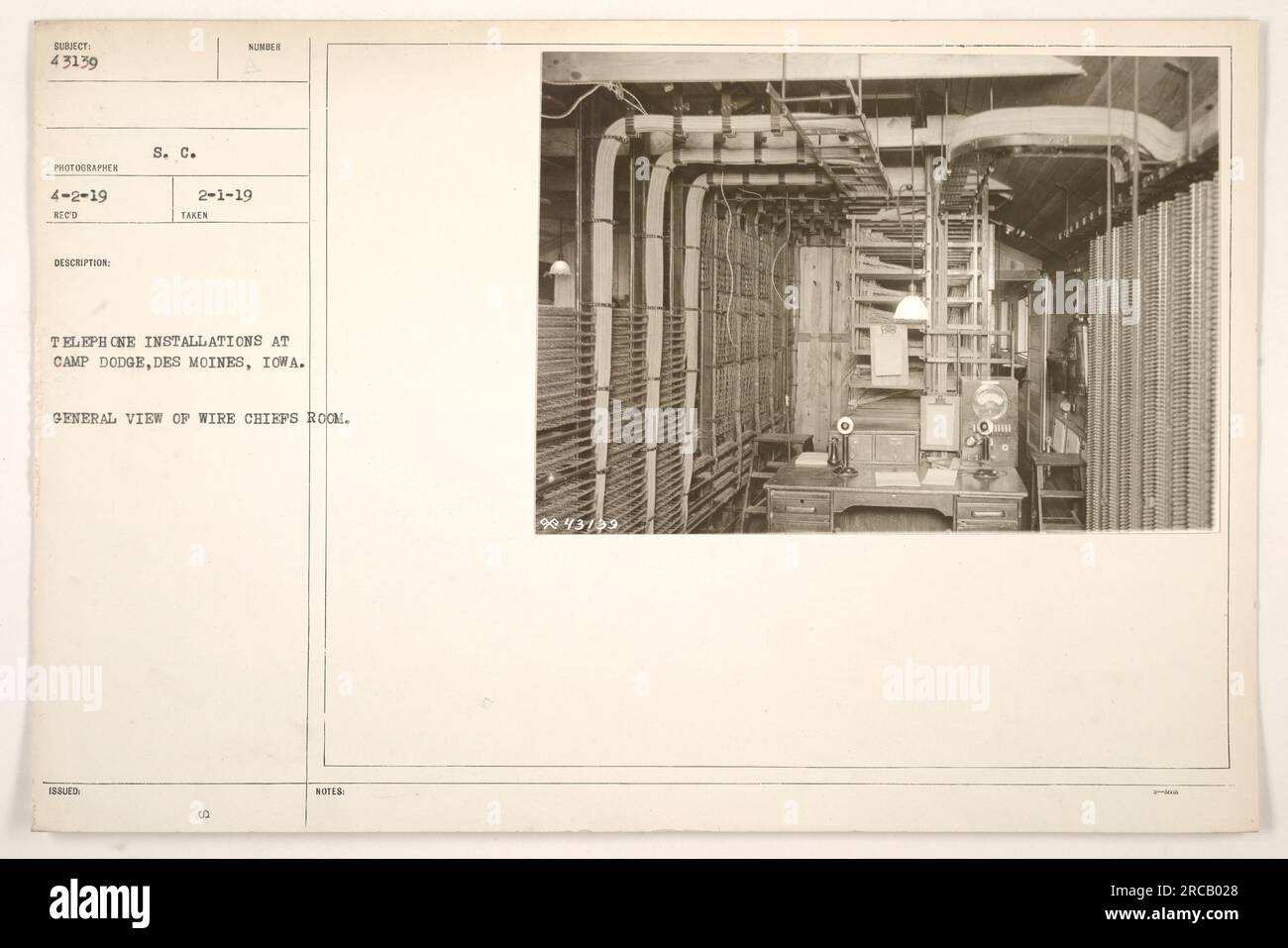 A general view of the Wire Chiefs Room at Camp Dodge, Des Moines, Iowa ...