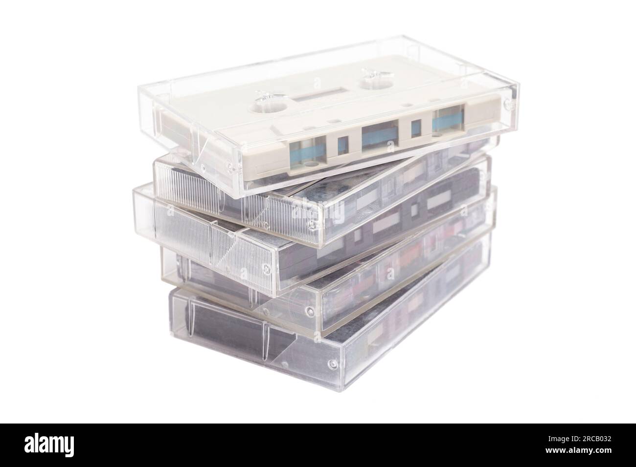 Stack of vintage audio cassettes isolated on white Stock Photo - Alamy