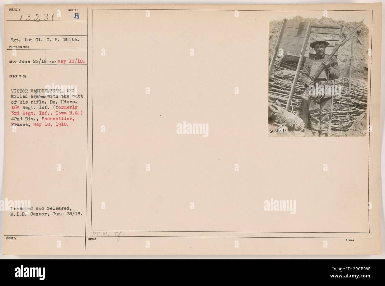 Sergeant 1st Class C. H. White, of the 168th Regiment Infantry, can be ...