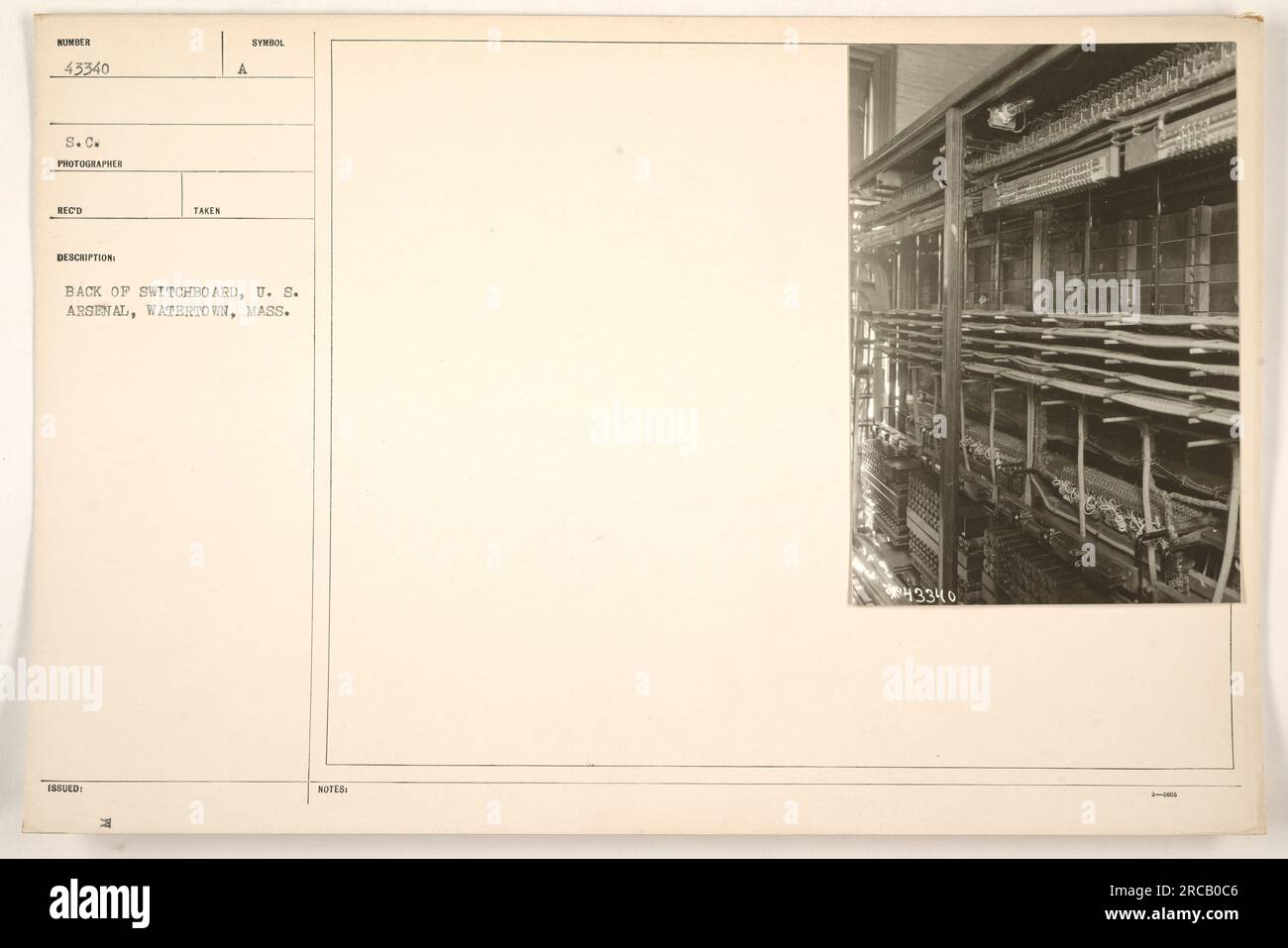 A photograph of the back of a switchboard at the U.S. Arsenal in ...