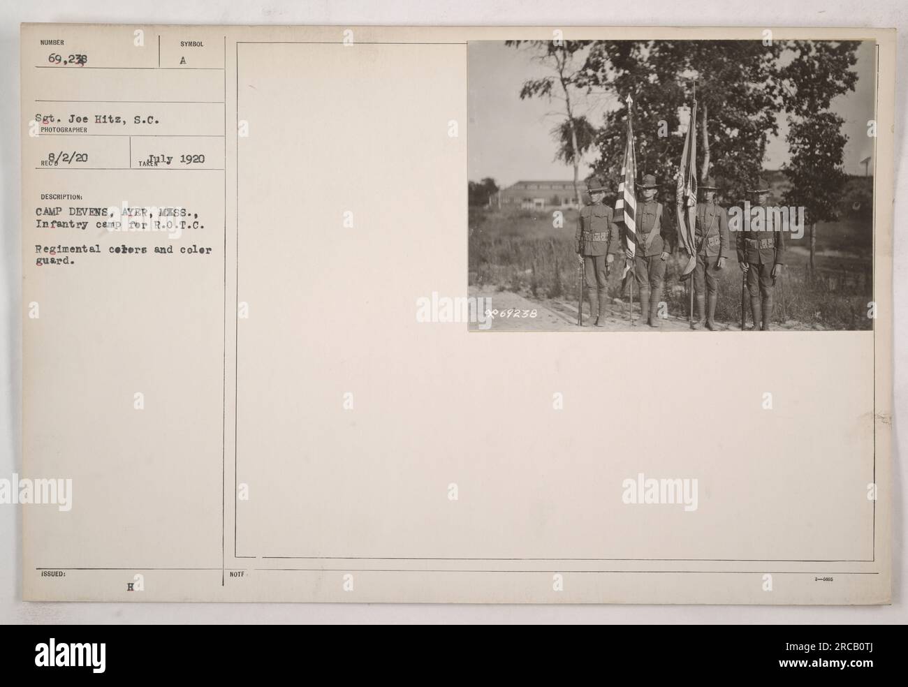 Caption: "R.O.T.C regimental colors and color guard, numbered 69,230 ...