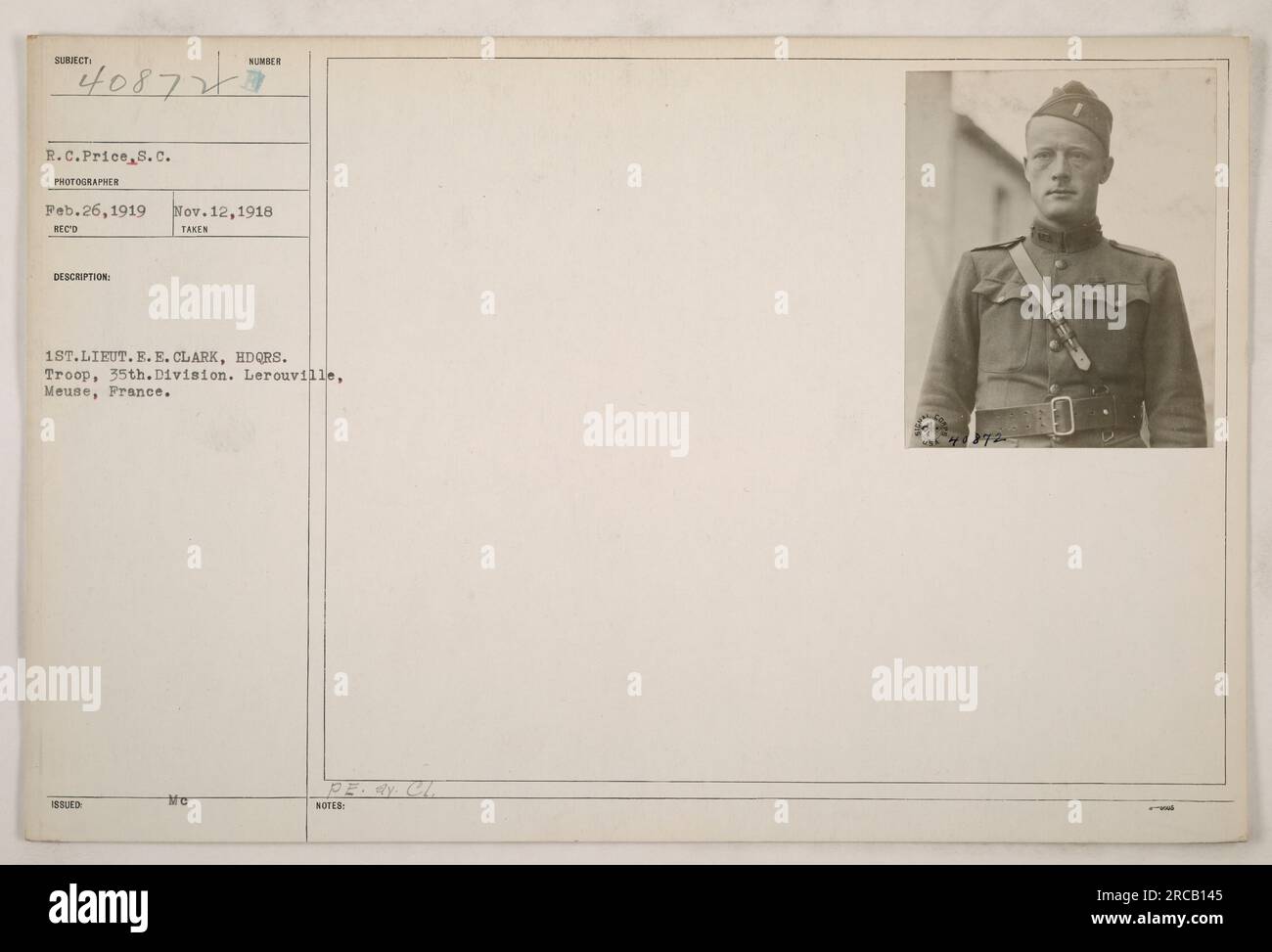 1st Lieutenant E.E. Clark, from headquarters Troop of the 35th Division ...