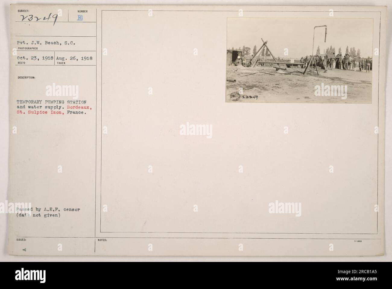 Pvt. J.W. Beach of the Signal Corps took this photograph on Oct. 23 ...