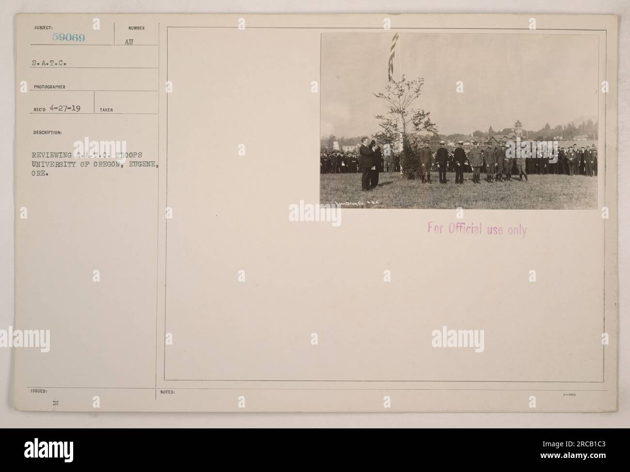 Officers reviewing S.A.T.C. (Student Army Training Corps) troops at the ...