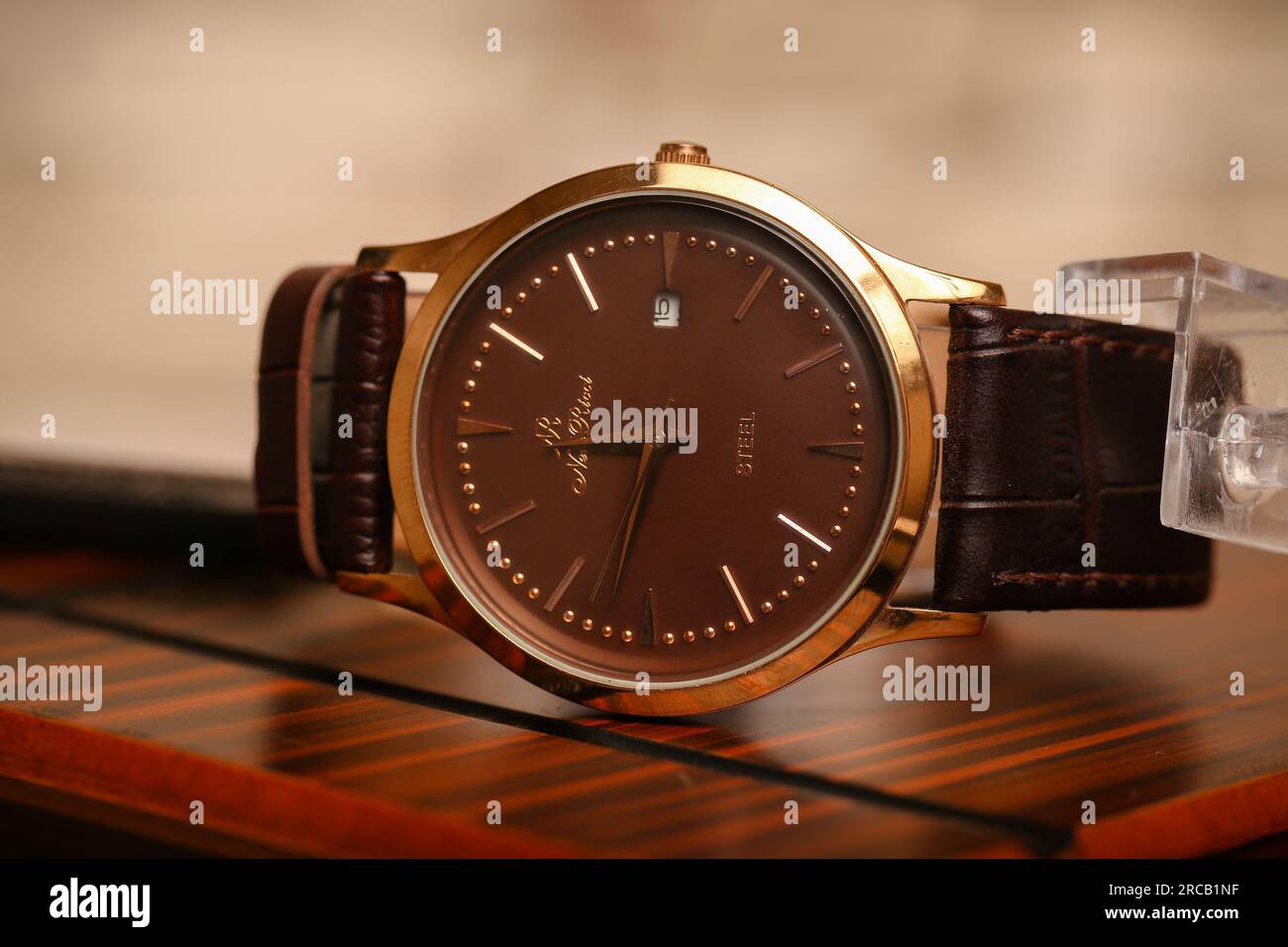 Hand wrist watch chronograph classic designer time clock Stock Photo ...
