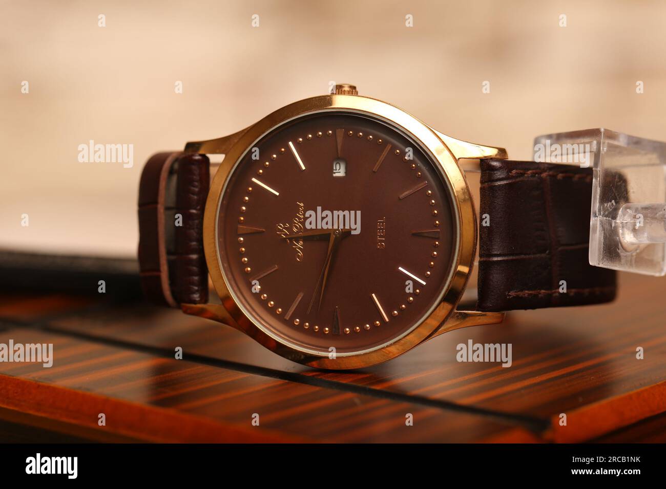 Hand wrist watch chronograph classic designer time clock Stock Photo ...