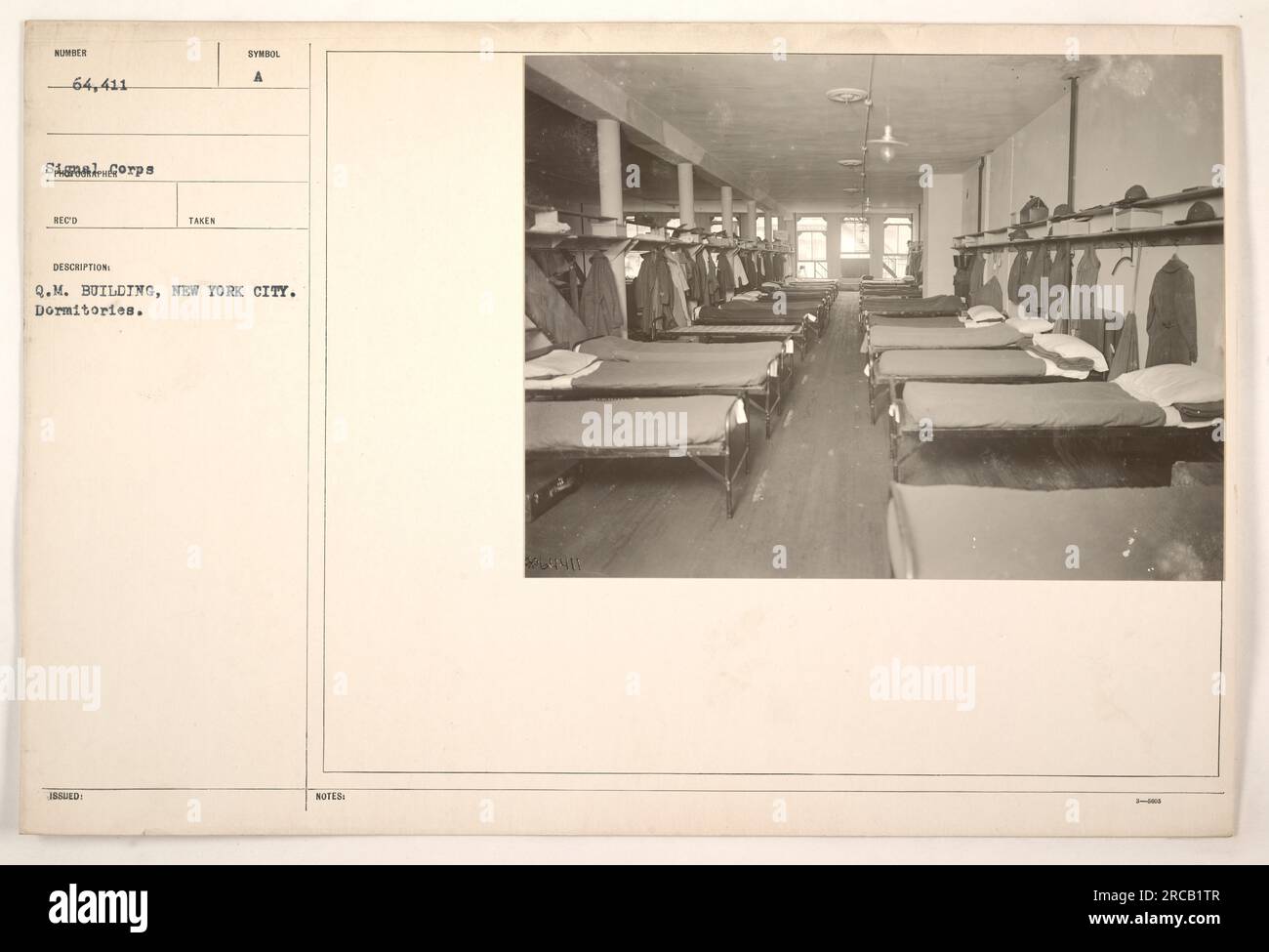 Dormitories in the Q.M. building in New York City. The building housed ...