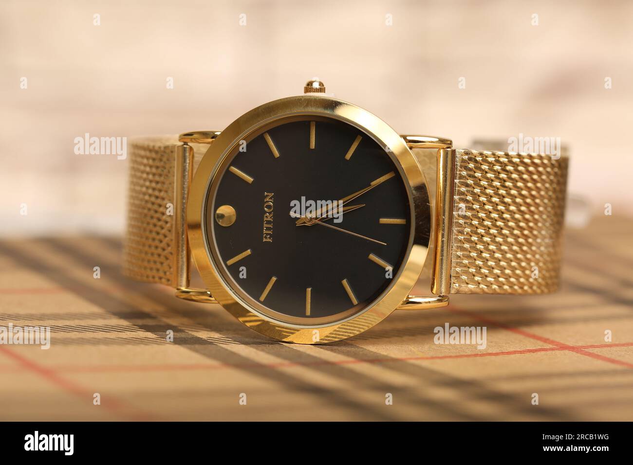 Hand wrist watch chronograph classic designer time clock Stock Photo ...